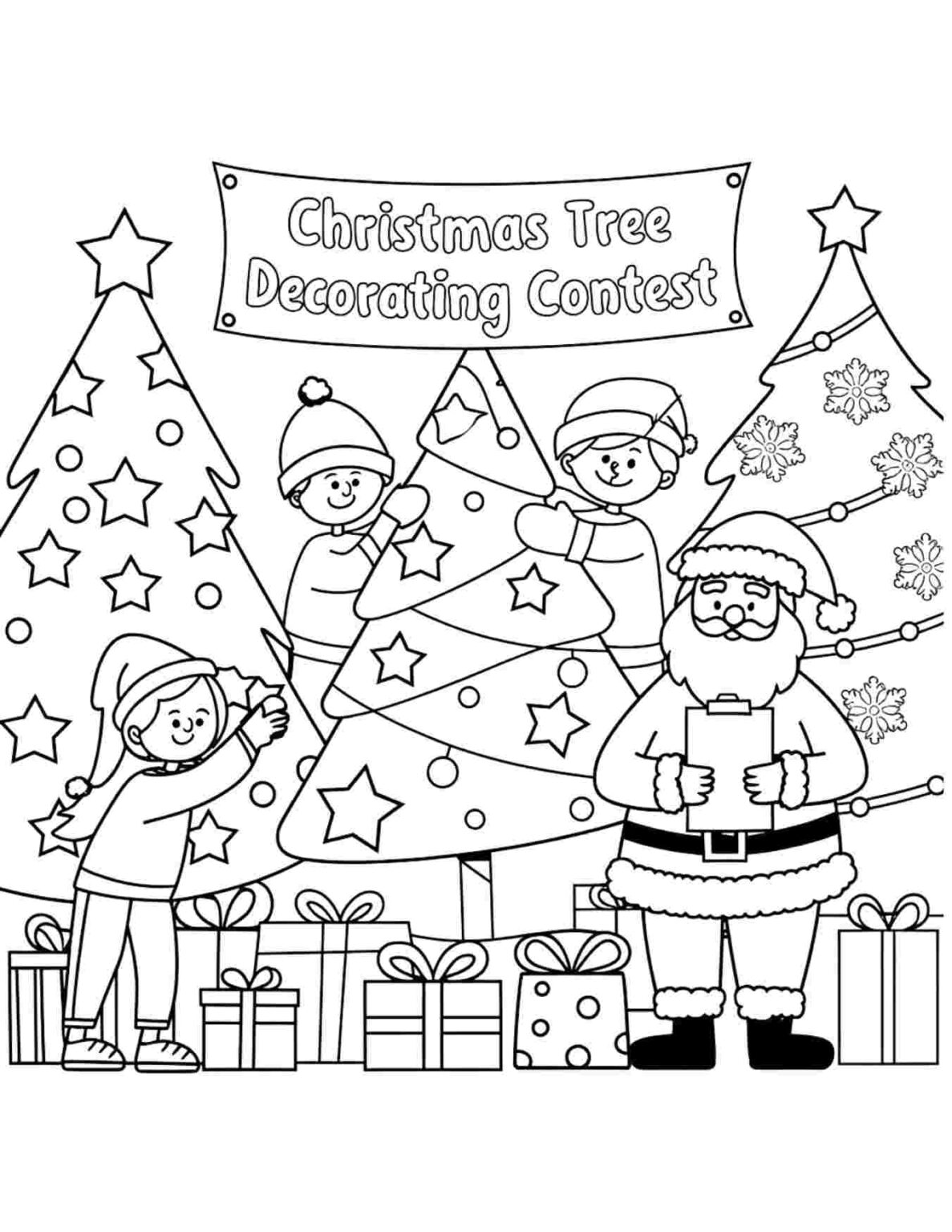 20 Unique Christmas Tree Coloring Page Printables – My Coloring Spot