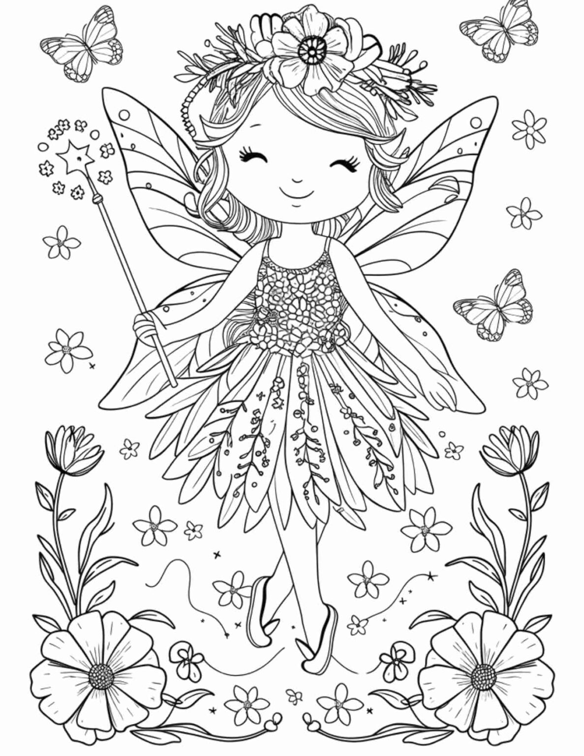 30 Whimsical Fairy Coloring Pages (Free PDF Printables) – My Coloring Spot